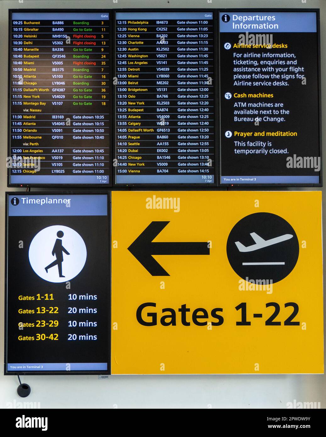 London, United Kingdom - 04-07-2023: Departure Board London Heathrow ...