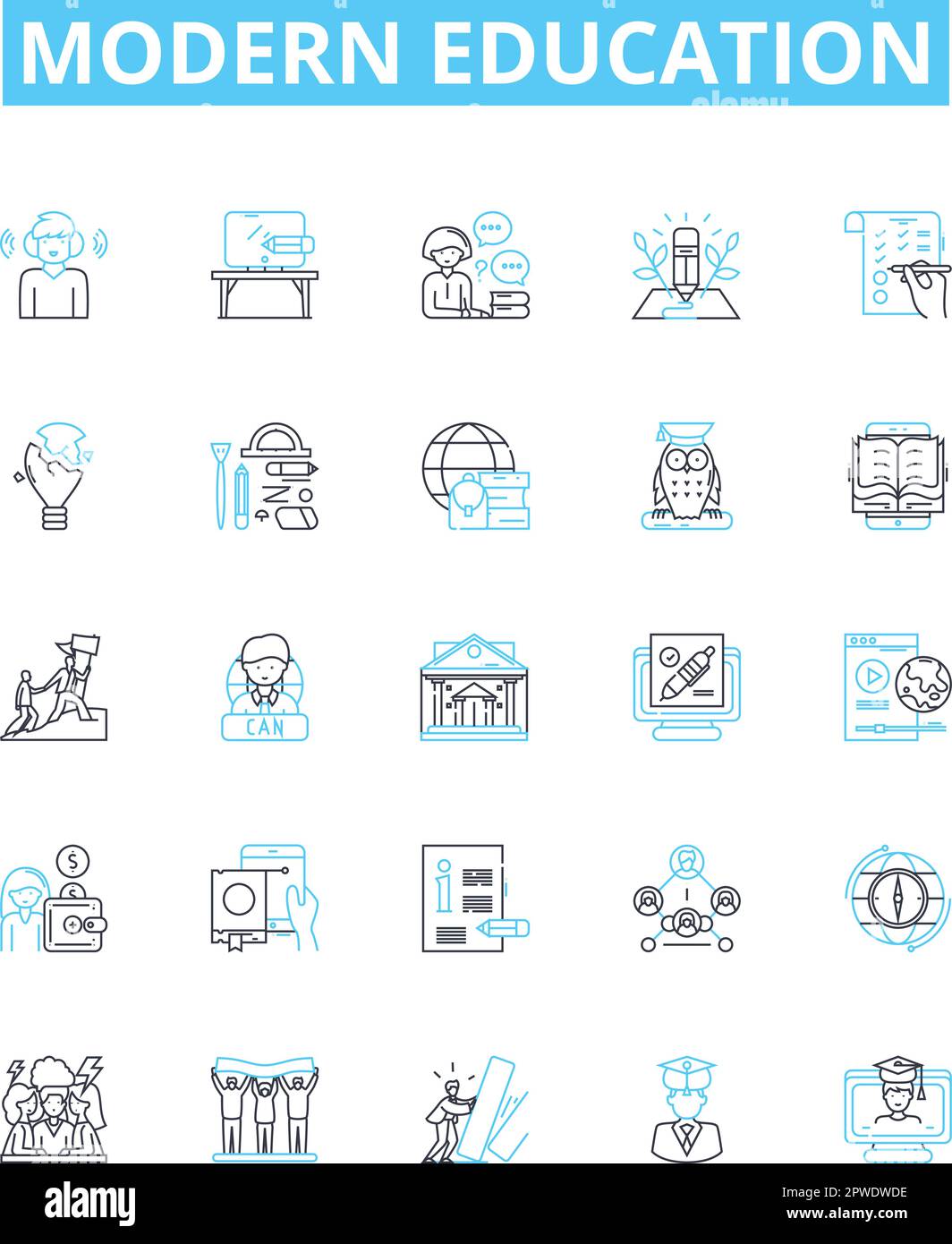 Modern education vector line icons set. Modern, Education, Technology, Online, Interactive ...