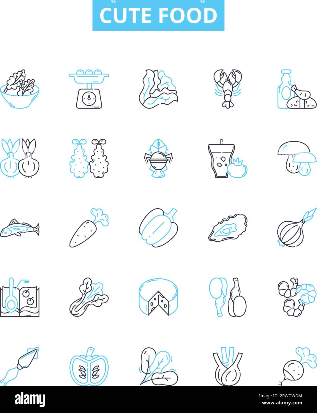 Cute food vector line icons set. Adorable, Cuddly, Darling, Delightful ...