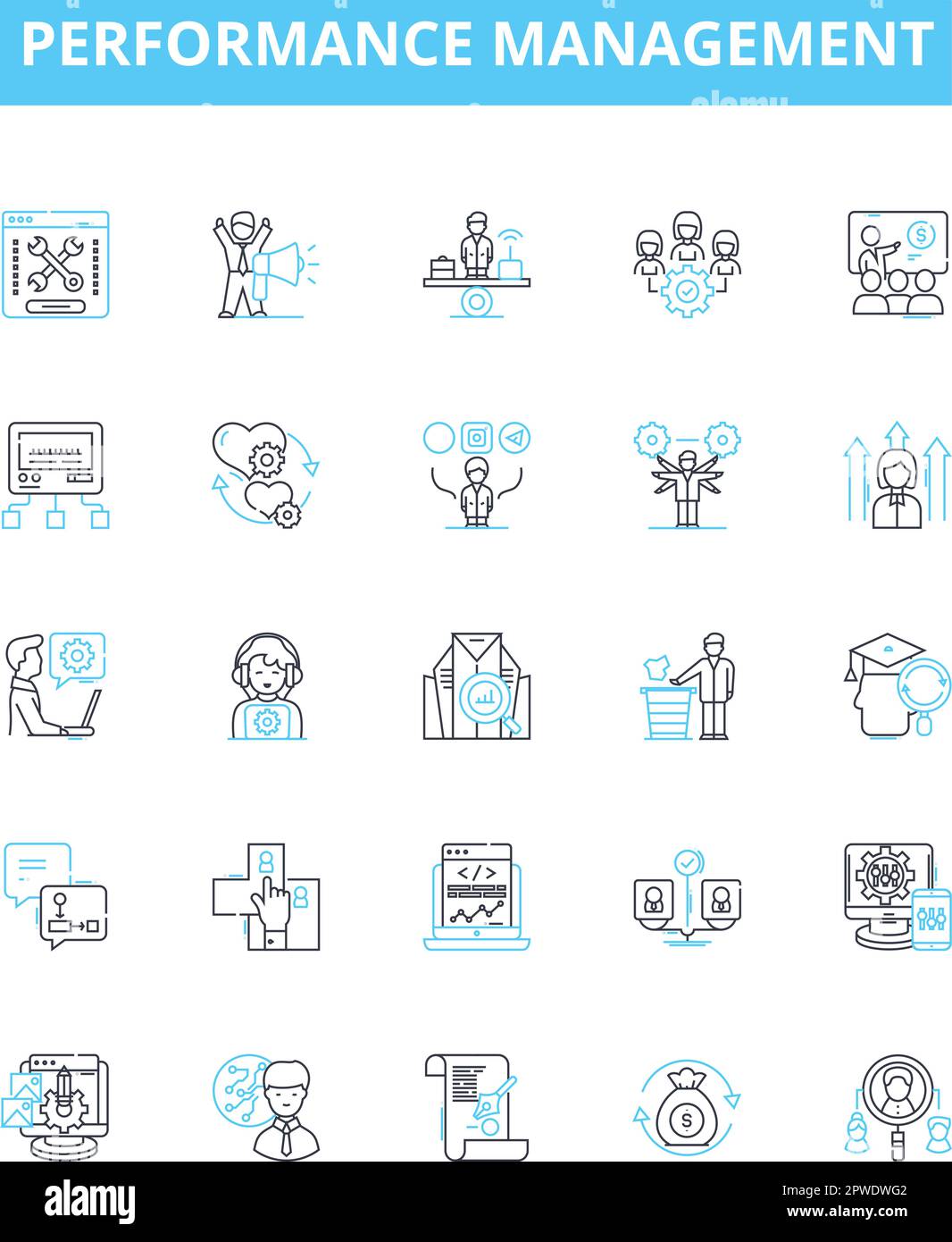 Performance Management Vector Line Icons Set Performance Management Assessment Appraisal