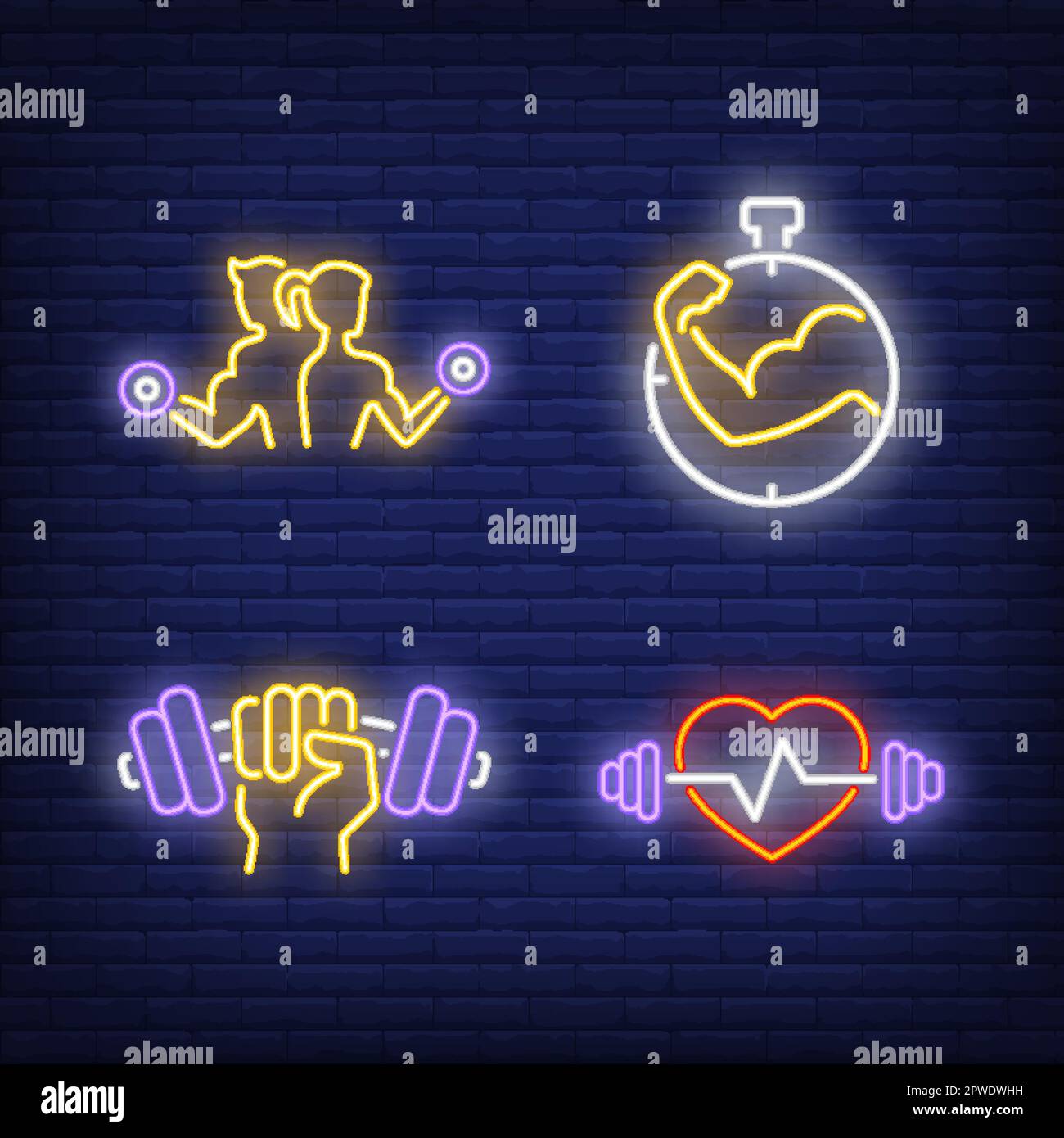 Gym neon sign set. Weight training Stock Vector Image & Art - Alamy