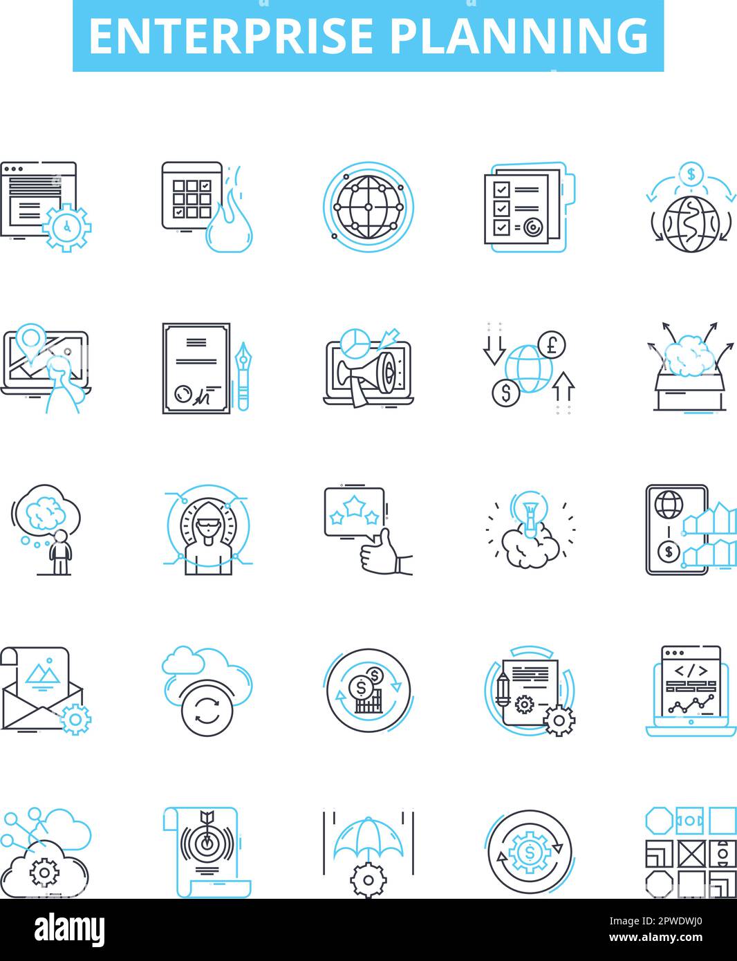 Enterprise planning vector line icons set. Business, Strategy, Plan ...