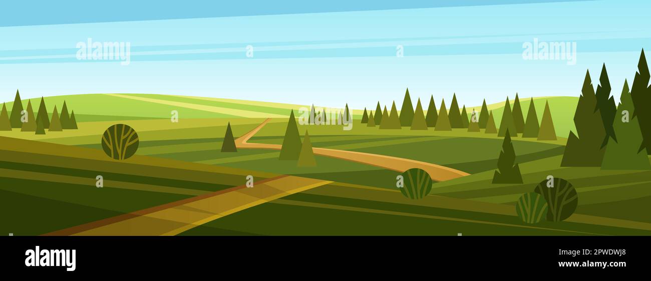 Lane and field panorama Stock Vector Images - Alamy