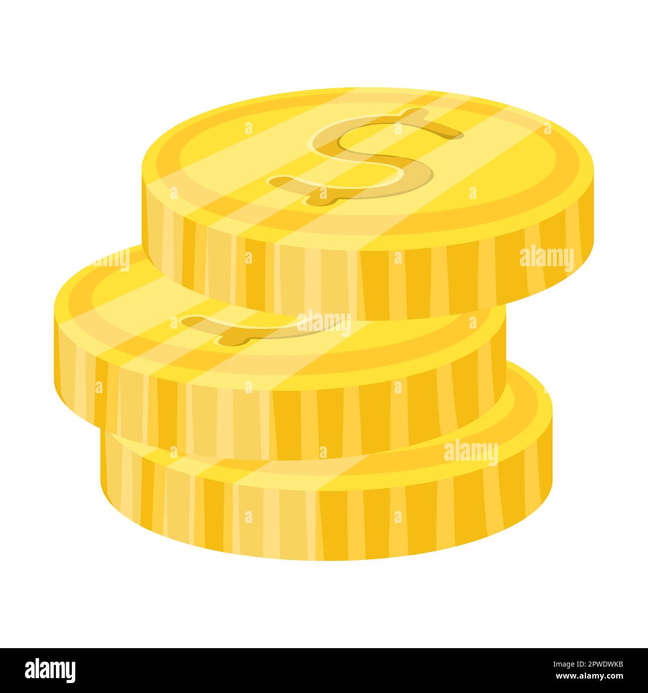 three small Gold coins cartoon illustration. Heap of cash, pile of ...