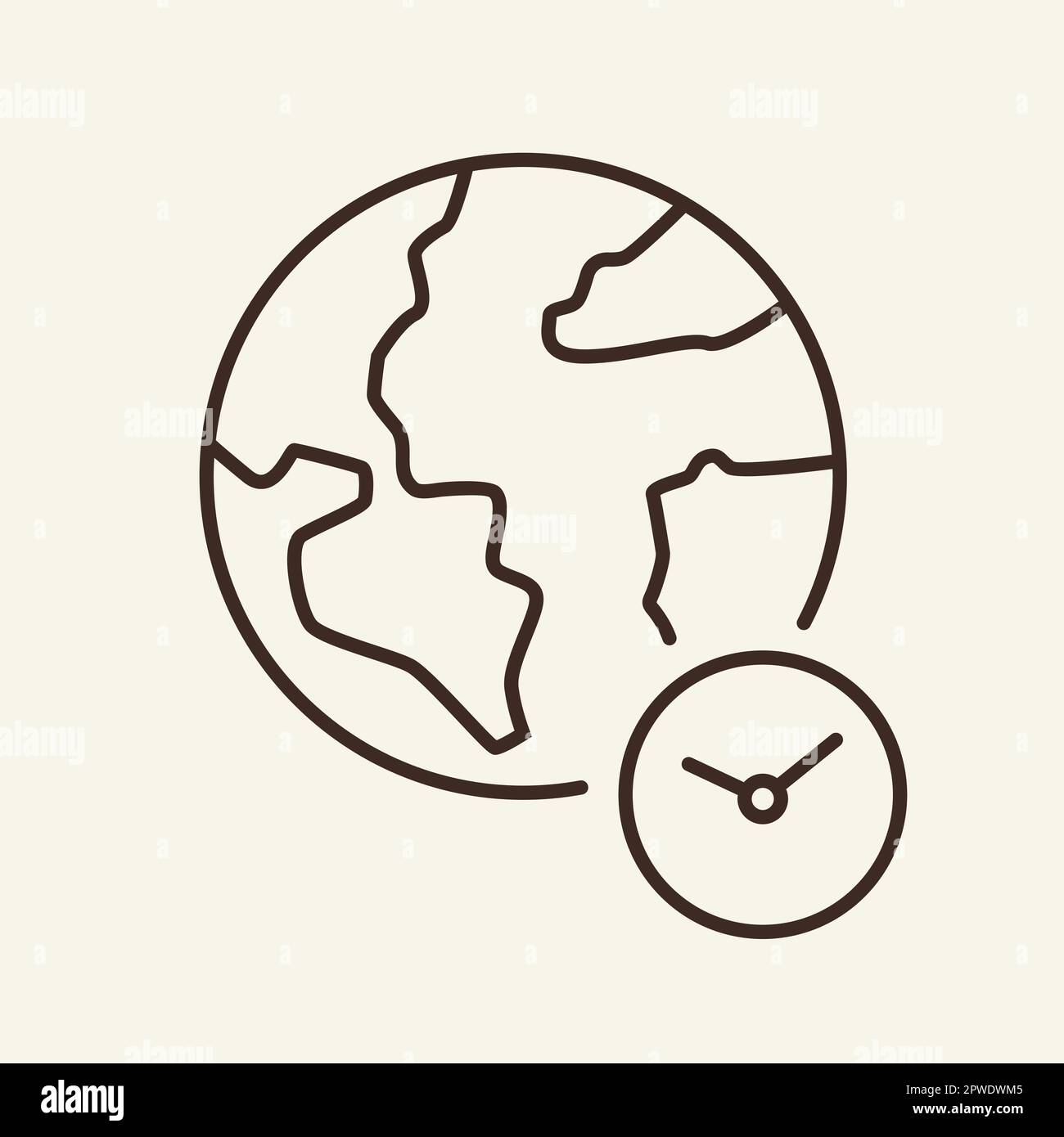 World globe clock line Stock Vector Images - Alamy