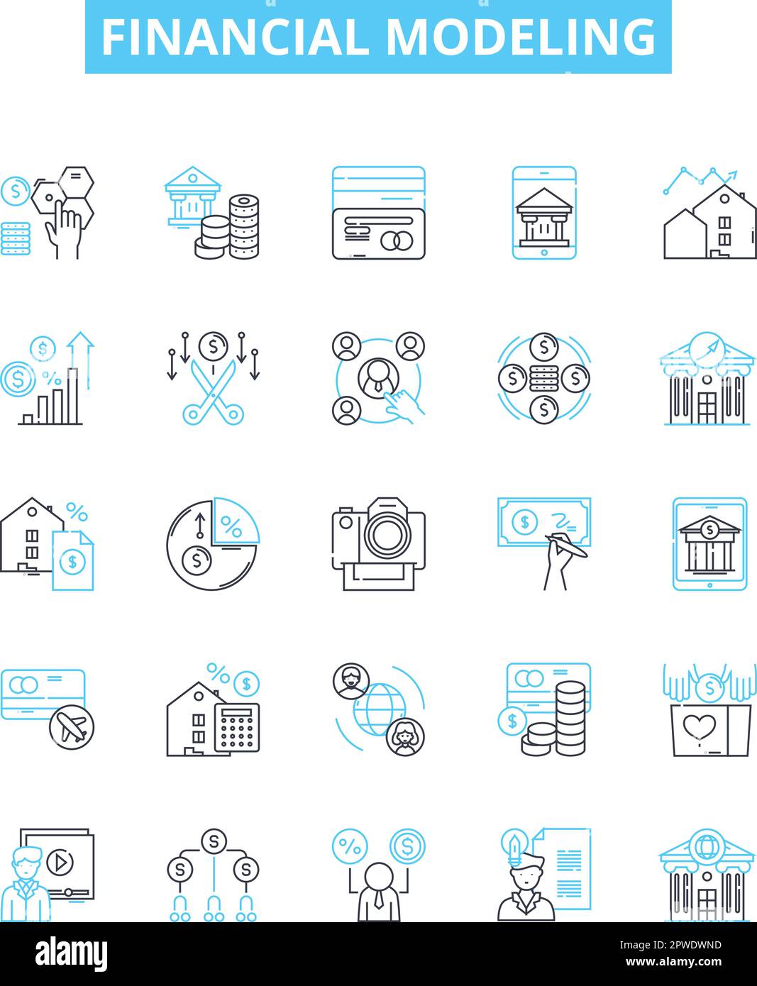 Financial Modeling Vector Line Icons Set Cashflow Forecasting