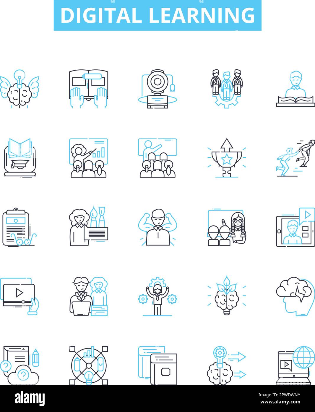 Digital learning vector line icons set. Digital, Learning, eLearning ... Digital learning vector line icons set. Digital, Learning, eLearning ...