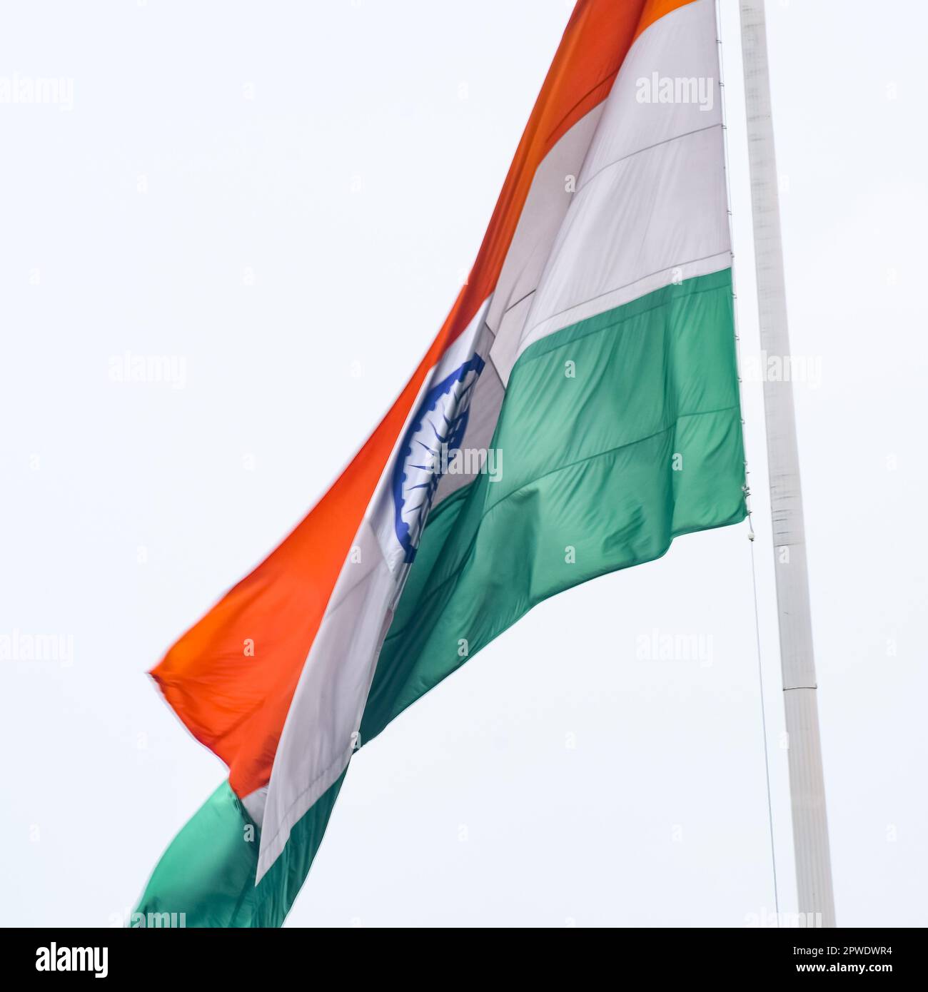 India flag flying high at Connaught Place with pride in blue sky, India ...