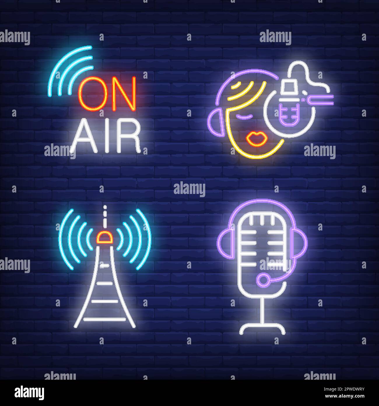 Radio tower illuminated Stock Vector Images - Alamy