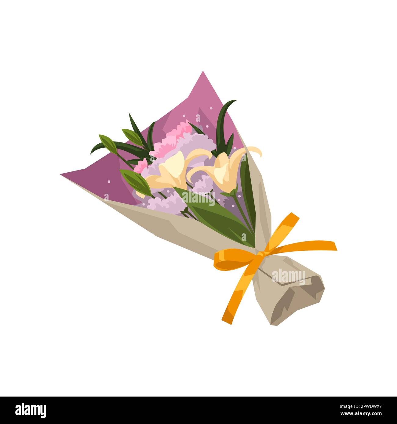 Bouquet with lilies cartoon illustration Stock Vector Image & Art - Alamy