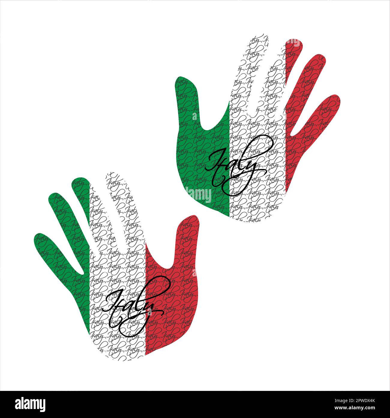 Hand drawn vector illustration with italy flag pattern great for poster ...