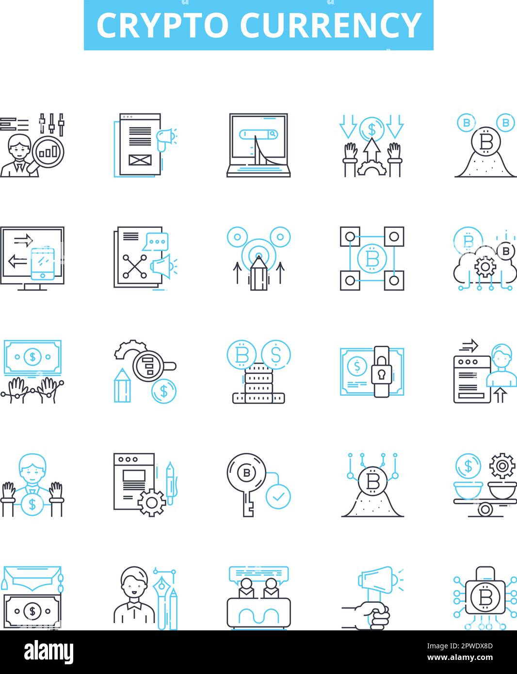 Crypto currency vector line icons set. Crypto, Currency, Bitcoin ...