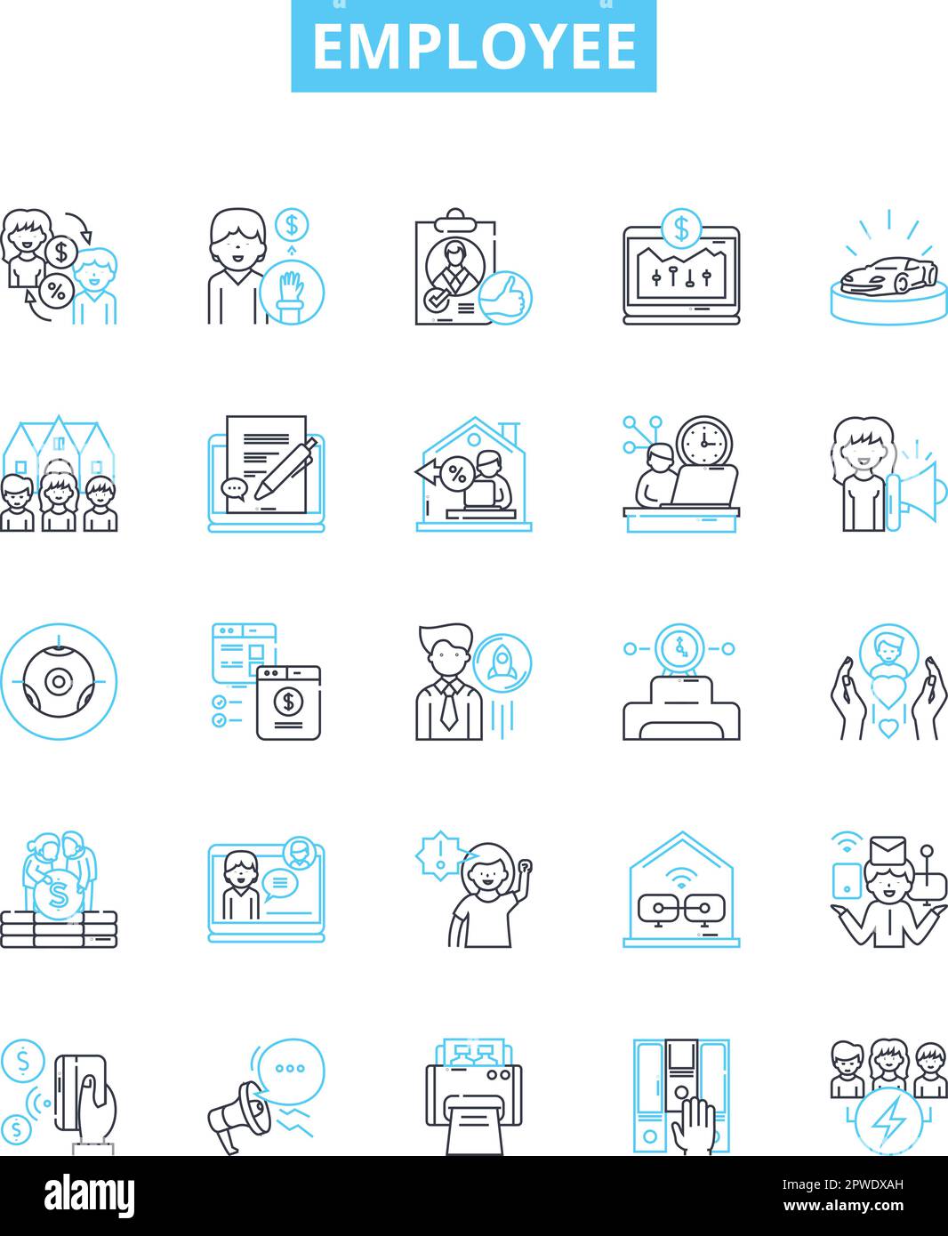 Employee vector line icons set. Worker, Staff, Personnel, Colleague ...