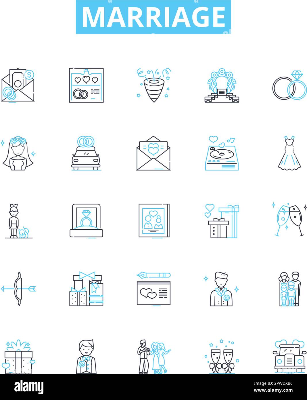 Marriage vector line icons set. Marriage, Wedlock, Union, Nuptials ...