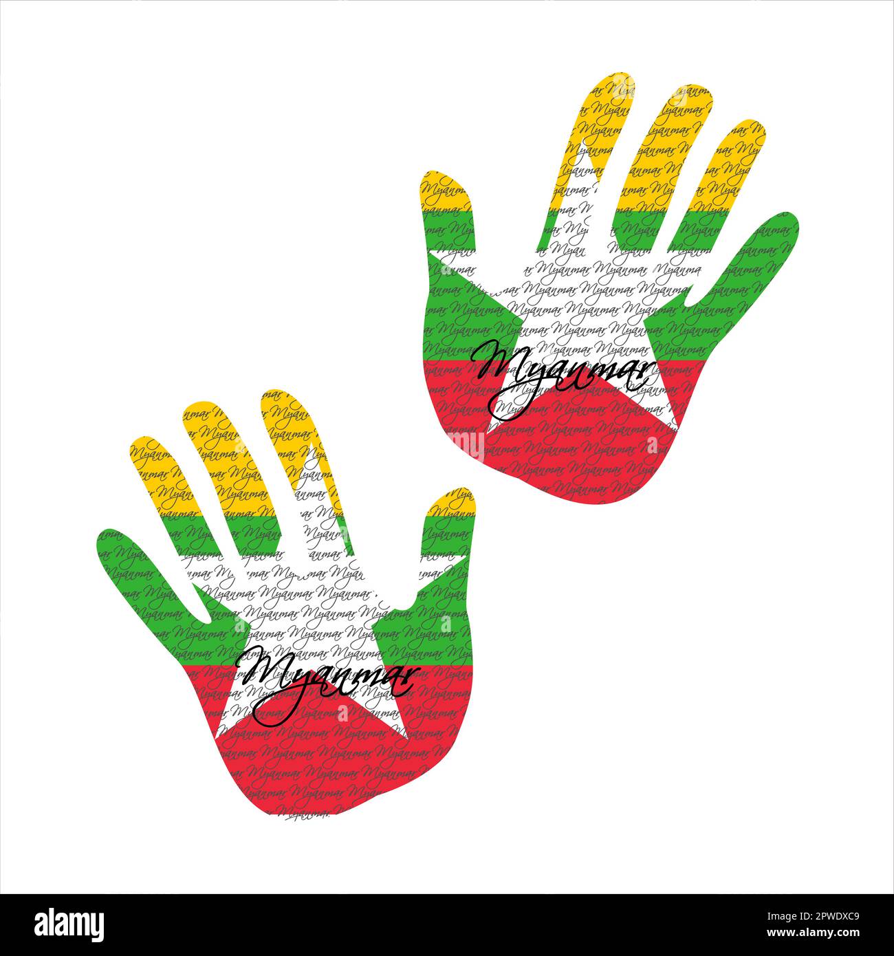 Hand drawn vector illustration with myanmar flag pattern great for ...