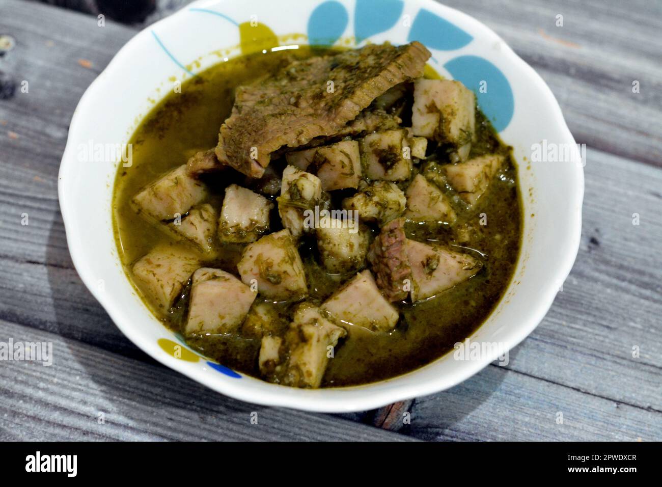 Egyptian kolkas plate cuisine, a delicious taro root stew made with a ...