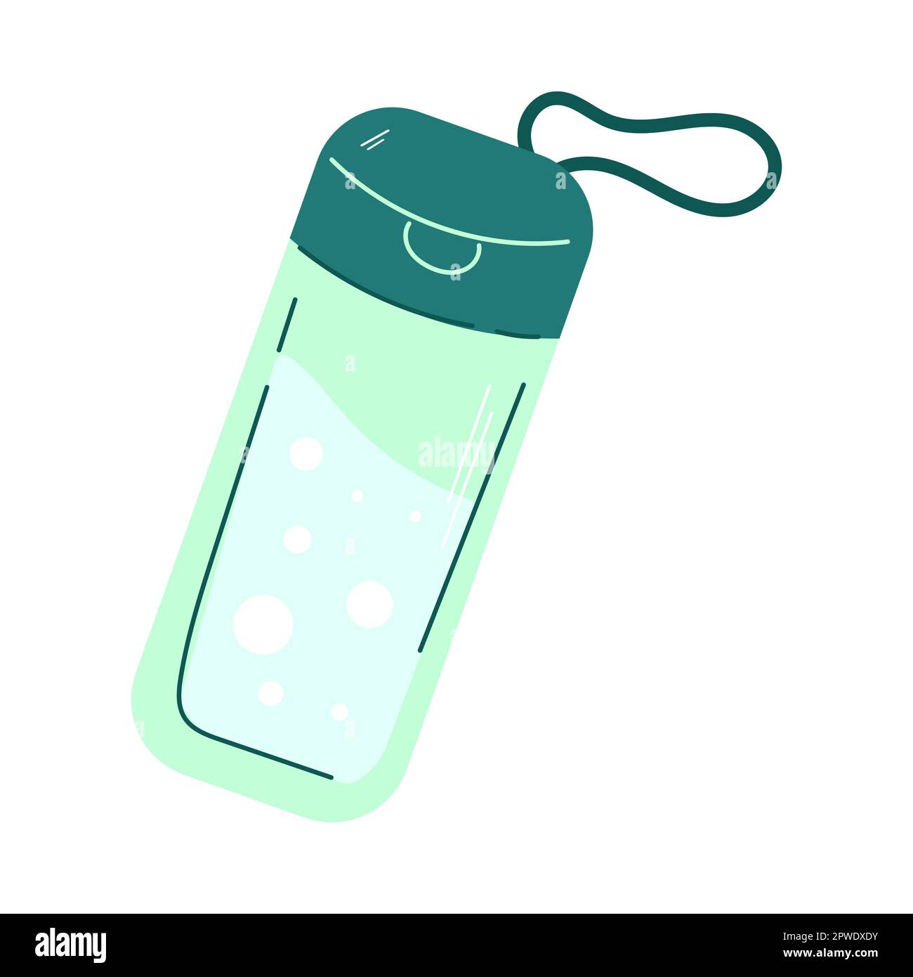 Green bottle of water with string against sunburn vector illustration ...