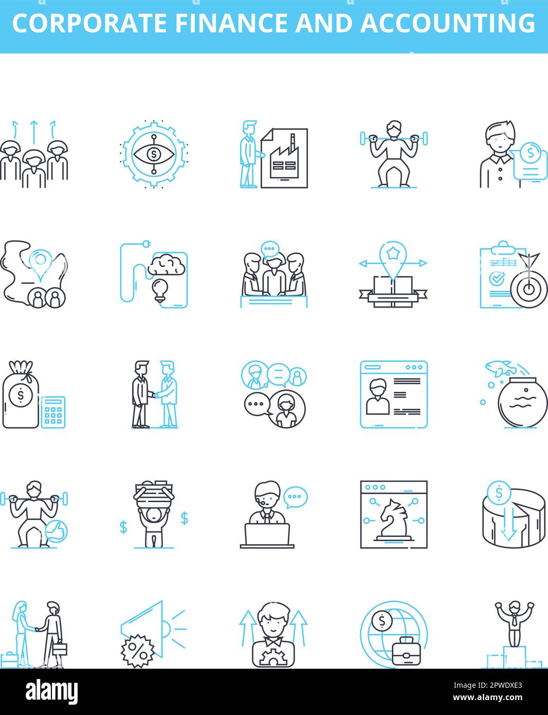 Corporate finance and accounting vector line icons set. Finance ...