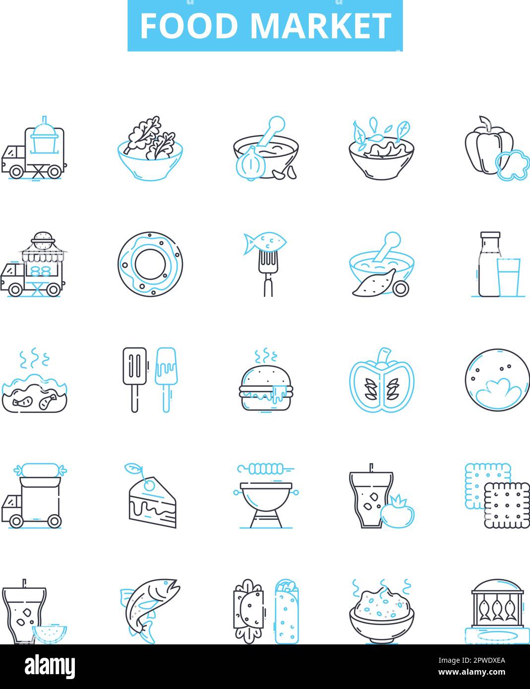 Food market vector line icons set. Food, Market, Grocery, Shopping ...