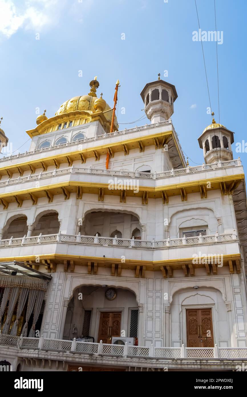 View of details of architecture inside Golden Temple (Harmandir Sahib) in Amritsar, Punjab ...
