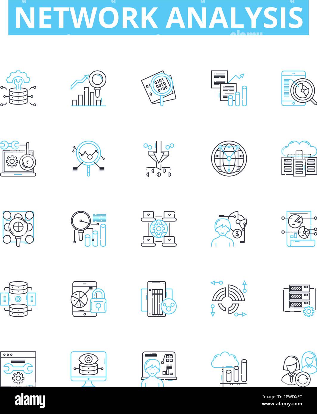 Network analysis vector line icons set. Network, Analysis, Topology ... Network analysis vector line icons set. Network, Analysis, Topology ...