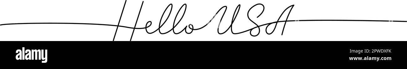 Hello USA - word with continuous one line. Minimalist drawing of phrase ...