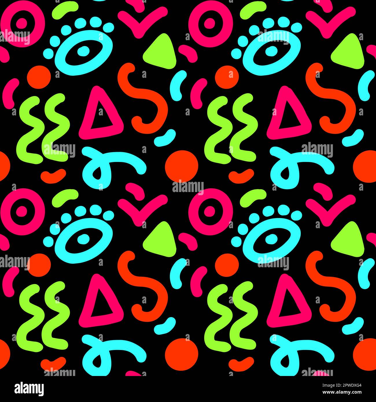 Colorful line doodle seamless pattern. Creative abstract art background ...