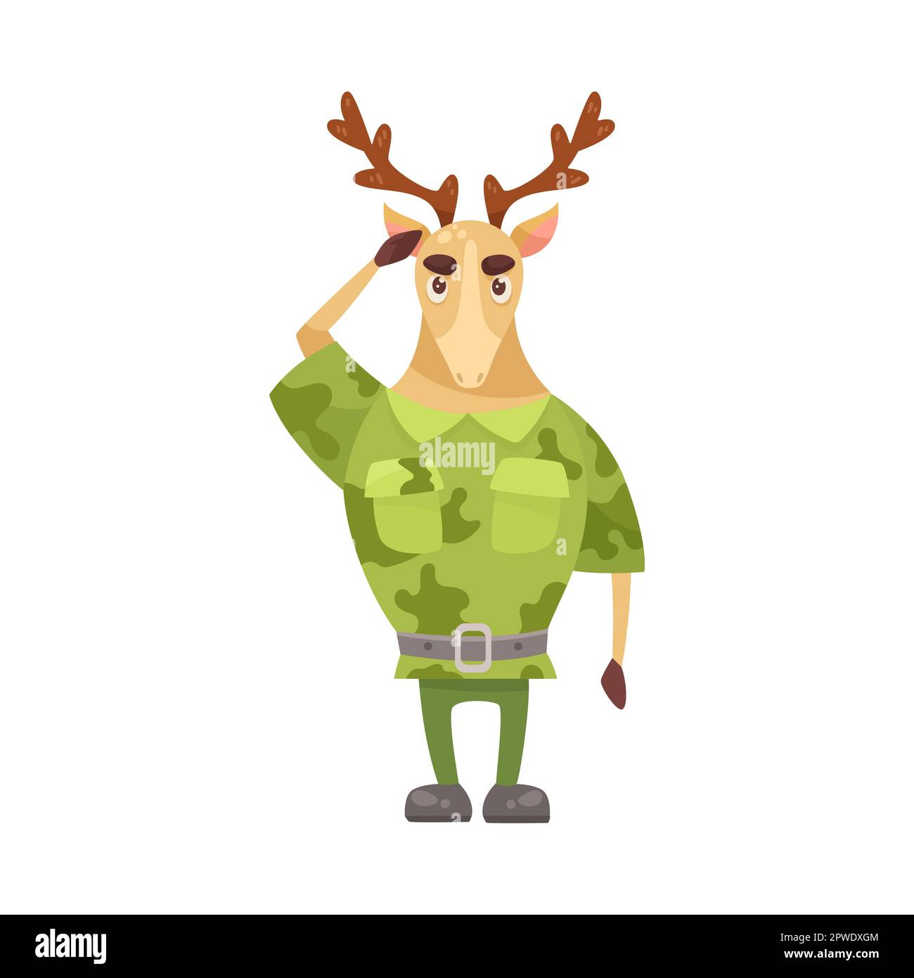 Cute deer character in camouflage cartoon illustration Stock Vector ...