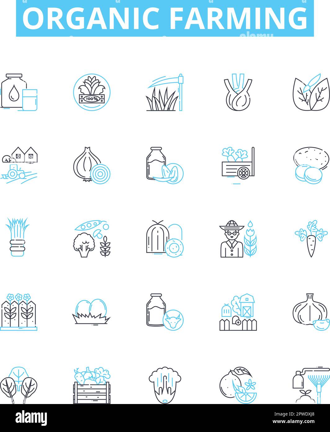 Organic farming vector line icons set. Organic, Farming, Agriculture, Soil, Crops, Natural ...