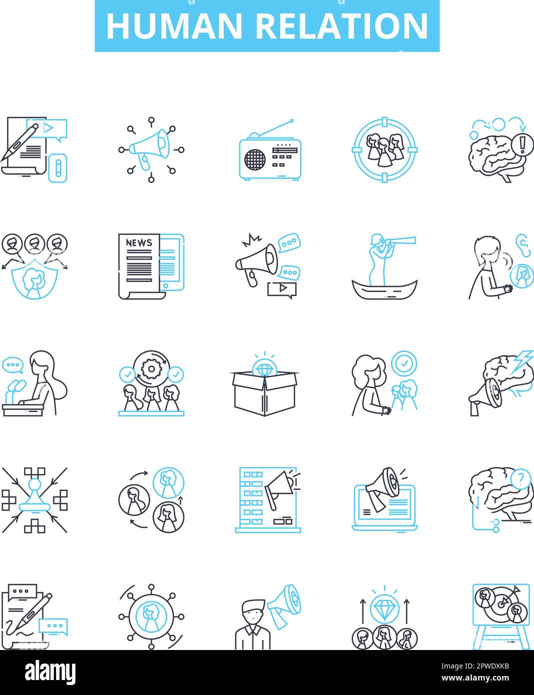 Human relation vector line icons set. Relationship, Interaction ...