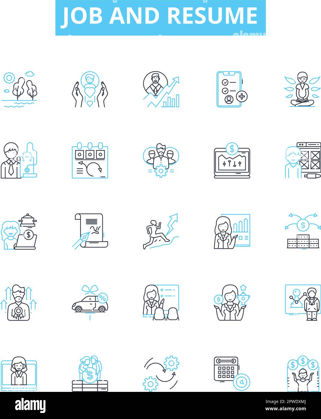 Job and resume vector line icons set. Job, Resume, Employment, Hiring ...
