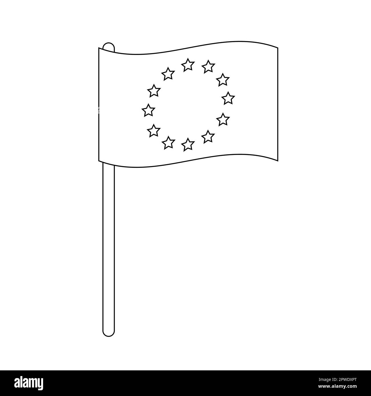 Vector flat outline European Union flag isolated on white background ...