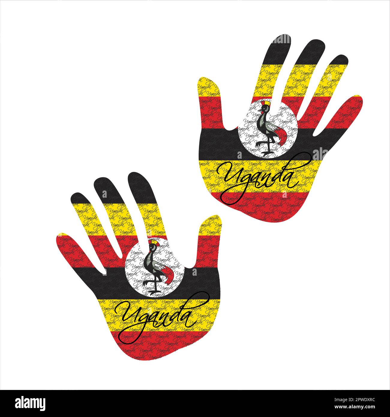 Hand drawn vector illustration with uganda flag pattern great for ...
