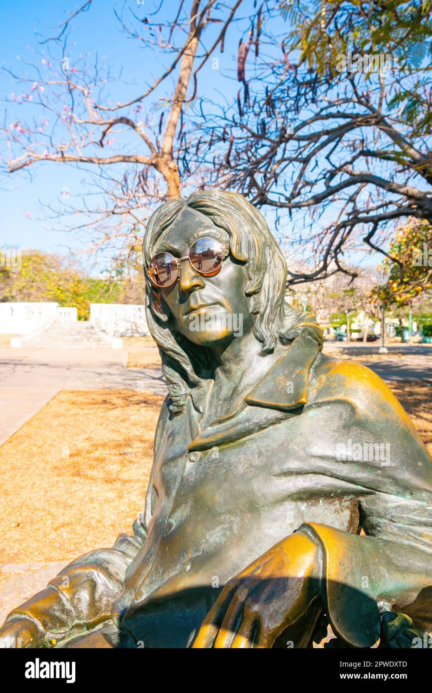 metal sculpture statue of the famous Beatles singer and guitarist John ...