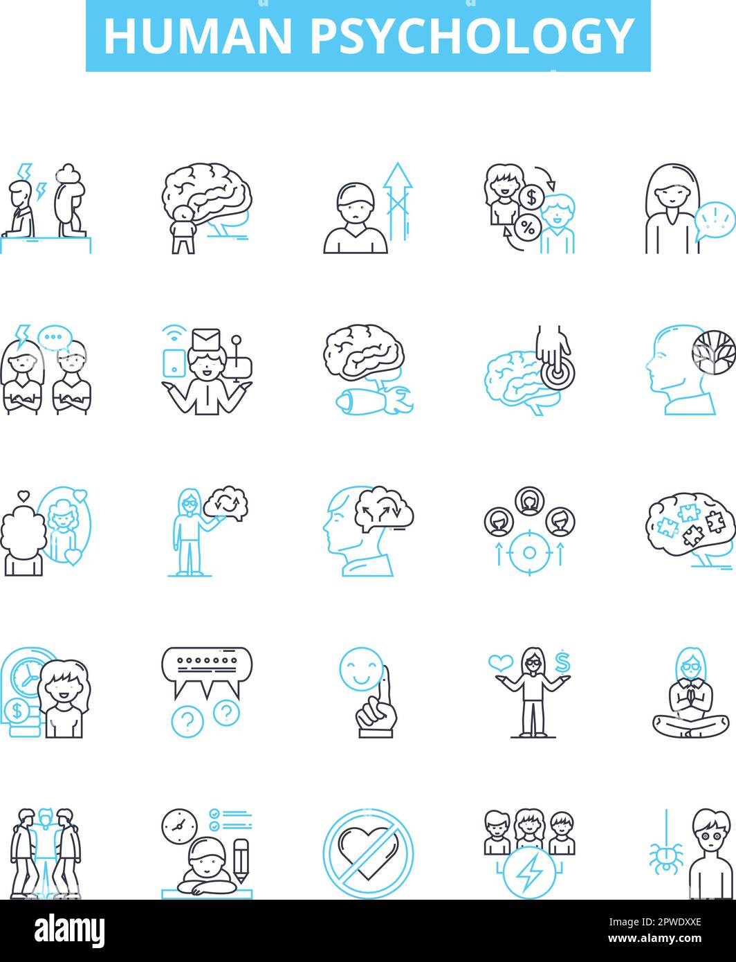 Human psychology vector line icons set. Personality, behavior ...