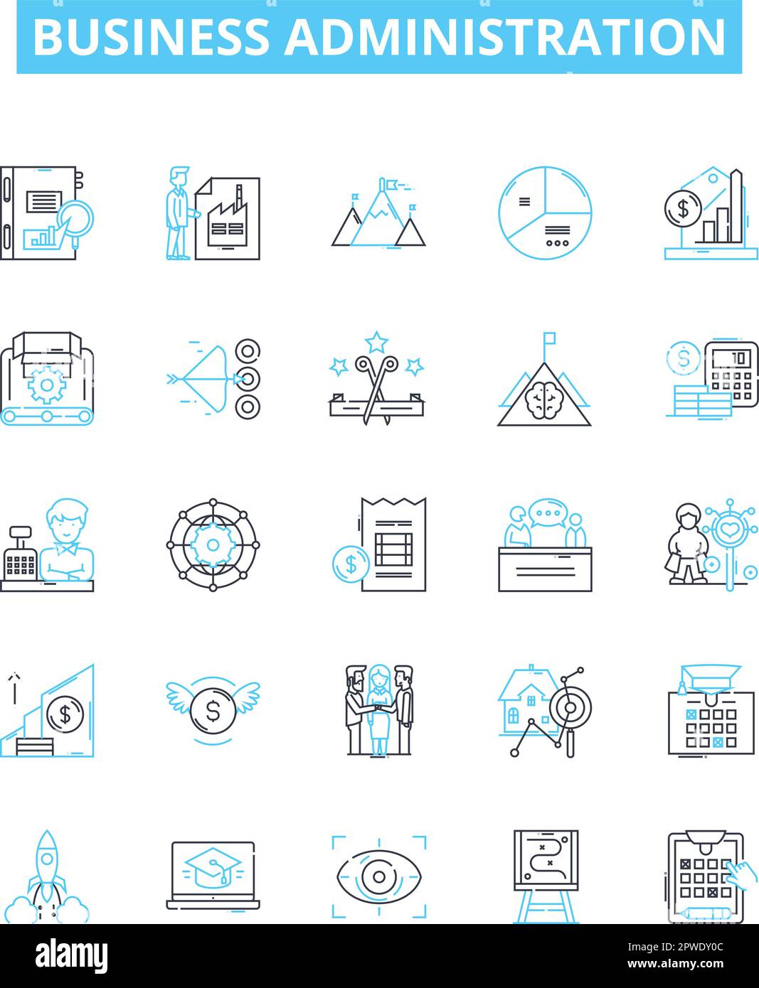 Business administration vector line icons set. Management, Planning ...