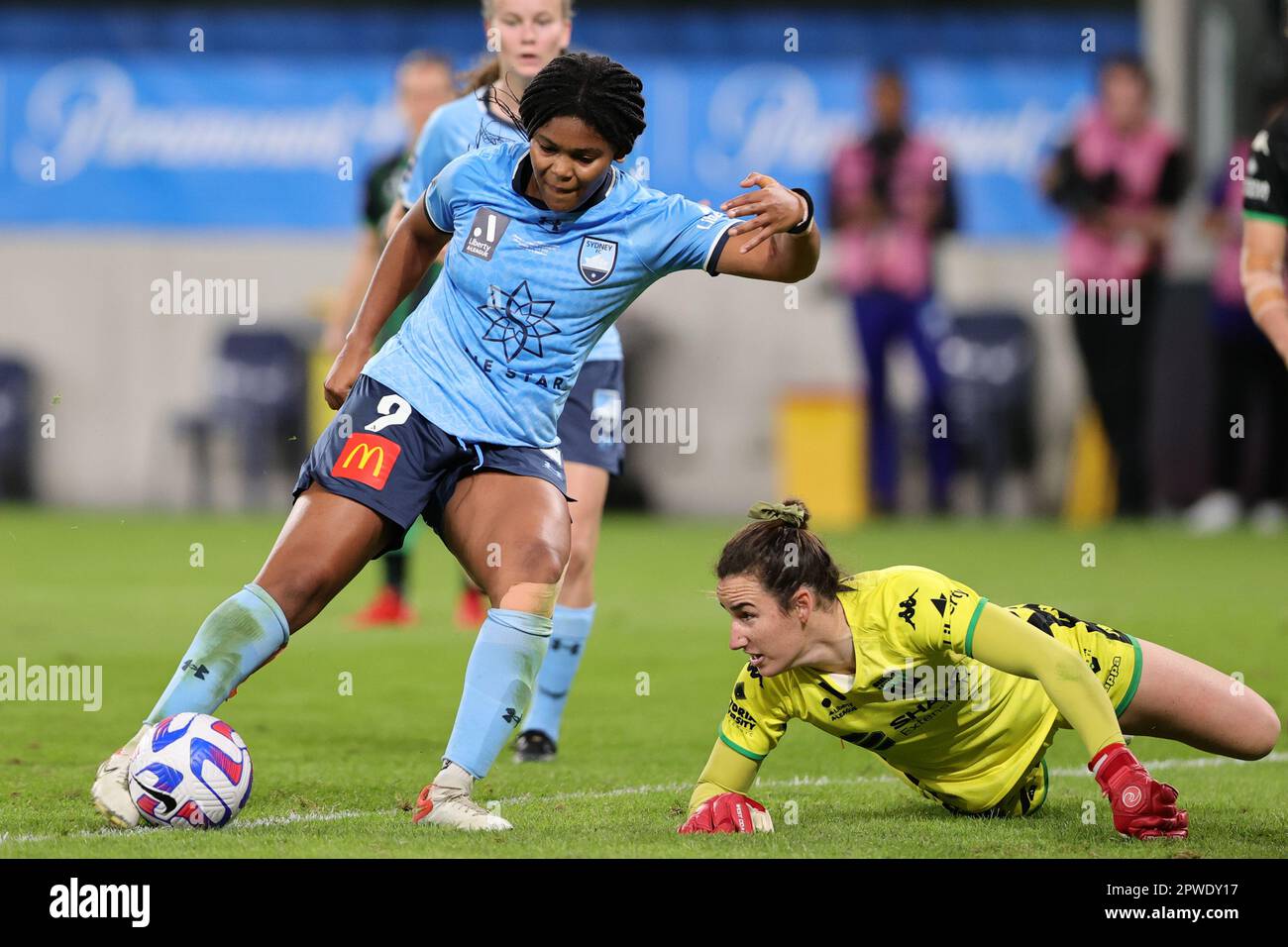 Sydney, Australia. 30th Apr, 2023. Madison Haley of Sydney FC shoots ...