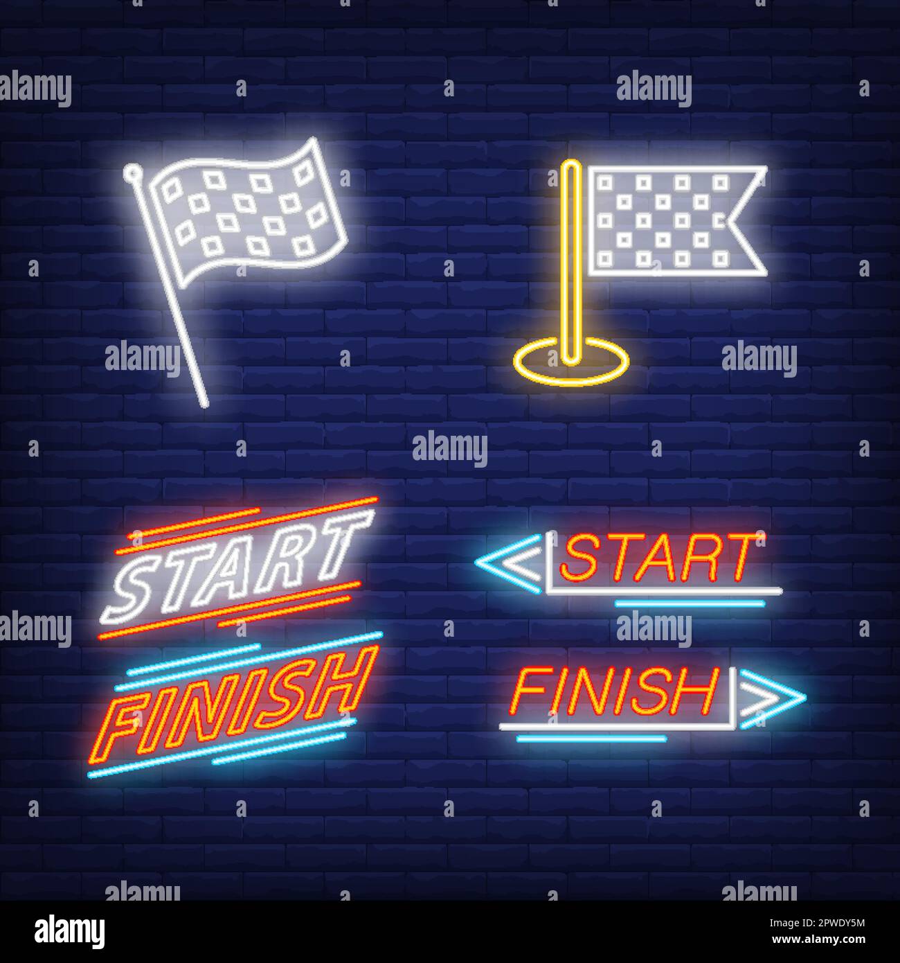 Start and finish flags neon signs set Stock Vector Image & Art - Alamy