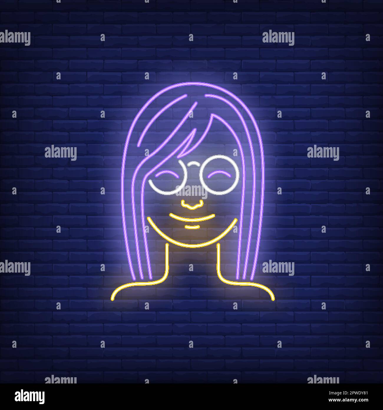 Young woman wearing glasses neon sign Stock Vector Image & Art - Alamy