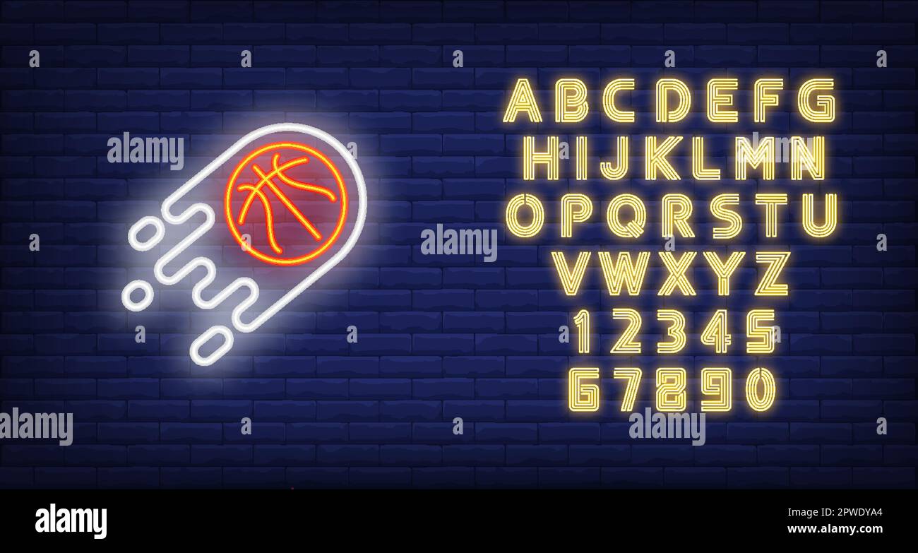 Flying basketball neon sign Stock Vector Image & Art - Alamy