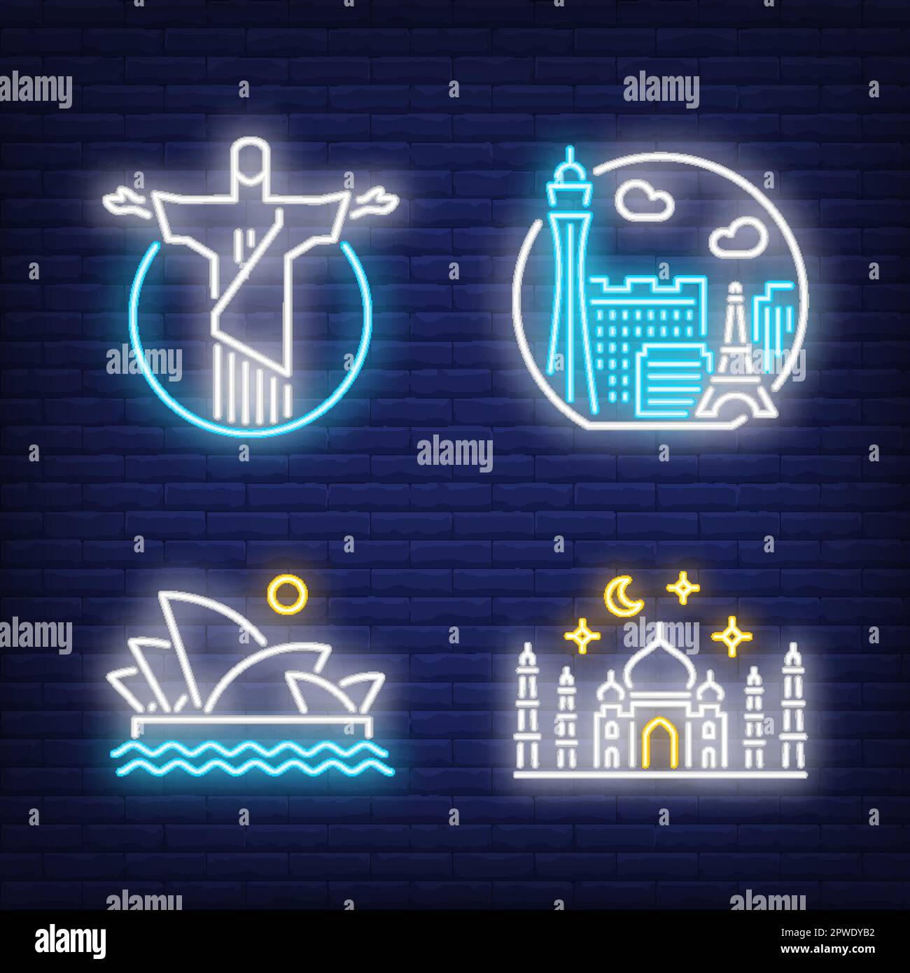 Landmarks neon sign set. Rio de Janeiro Stock Vector Image & Art - Alamy