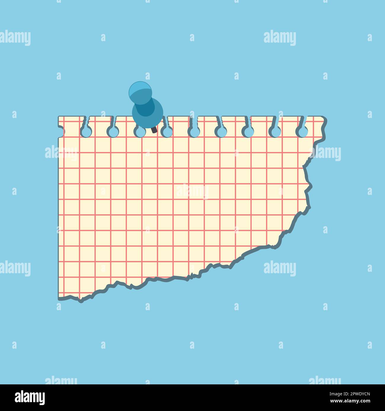 Chekered piece of paper with pin for scrapbook vector illustration ...