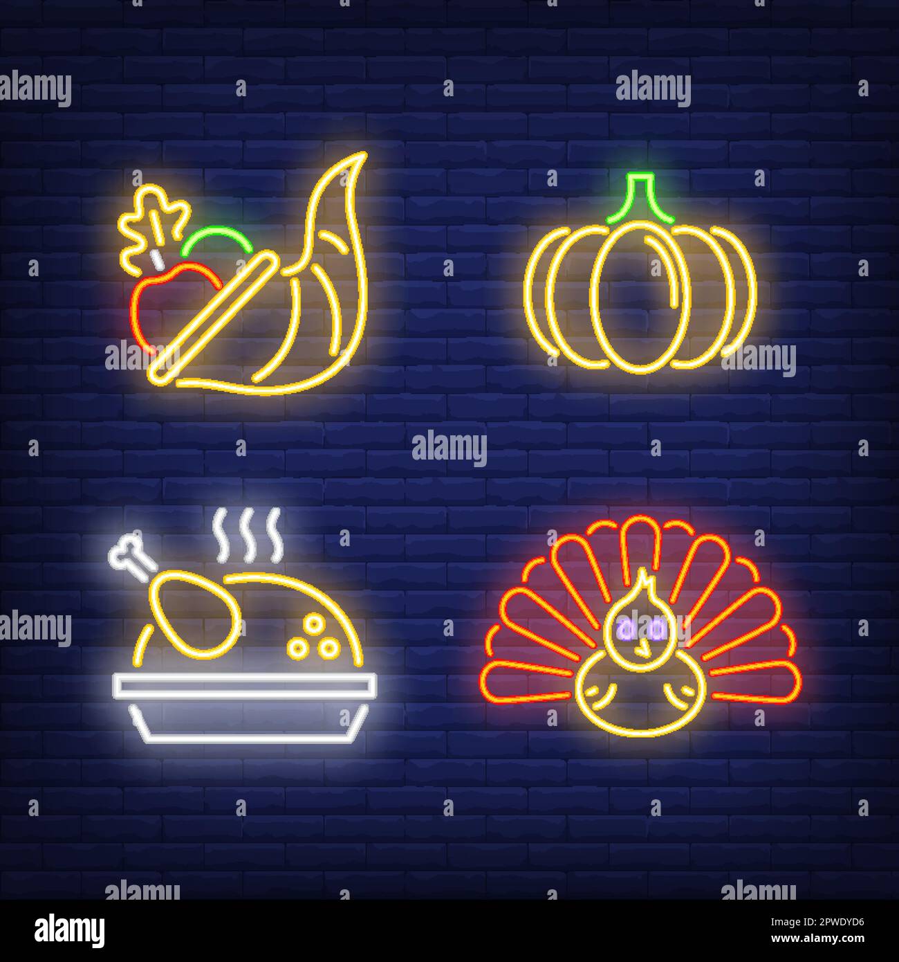 Thanksgiving neon sign set. Cornucopia Stock Vector Image & Art - Alamy