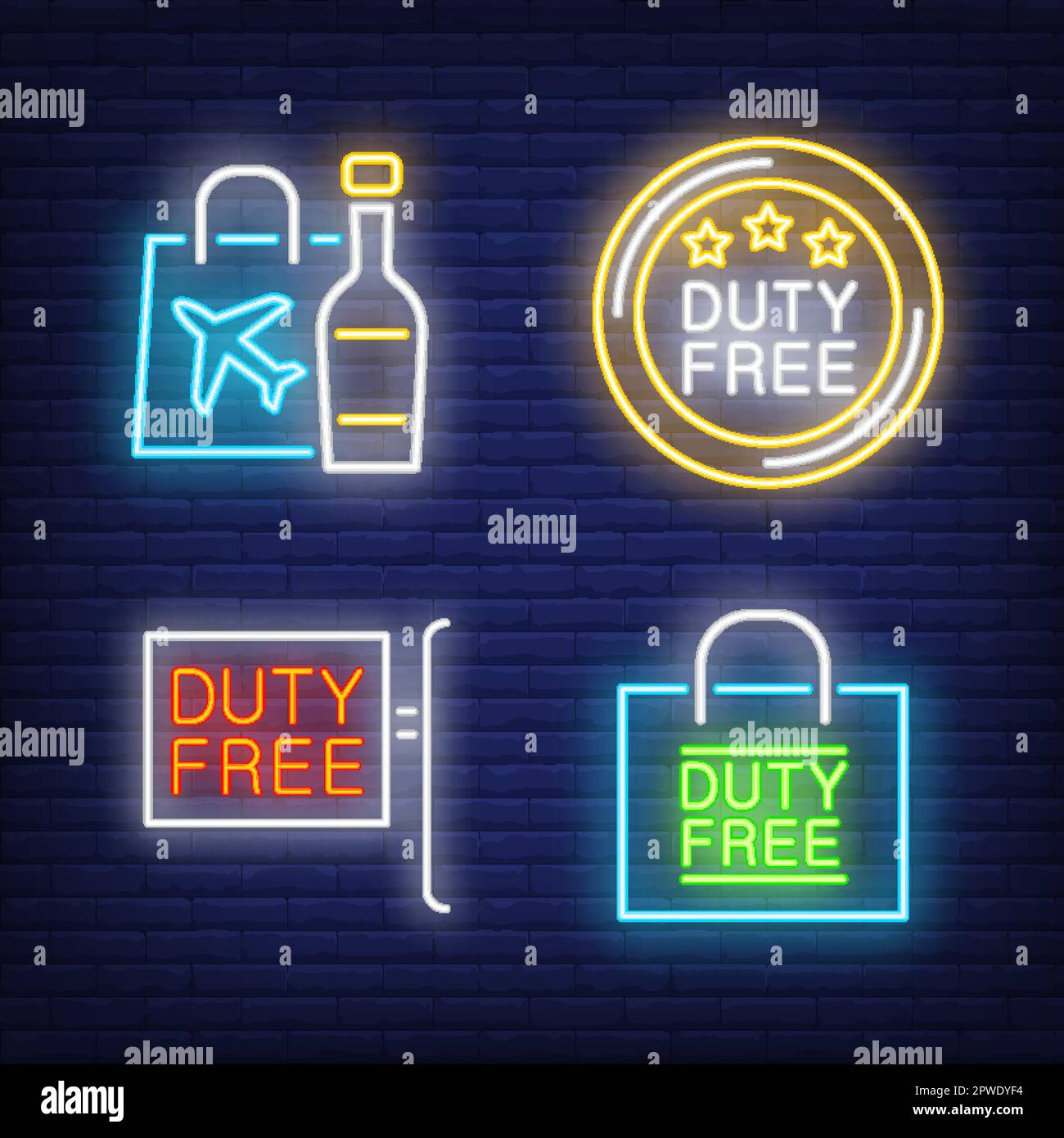 Duty free neon sign set. Bottle of alcohol Stock Vector Image & Art - Alamy