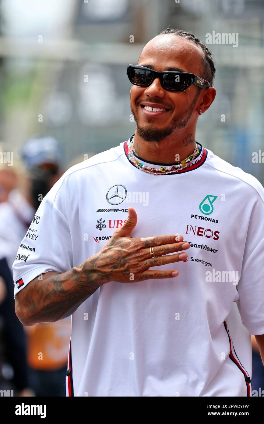 Baku, Azerbaijan. 30th Apr, 2023. Lewis Hamilton (GBR) Mercedes AMG F1 ...