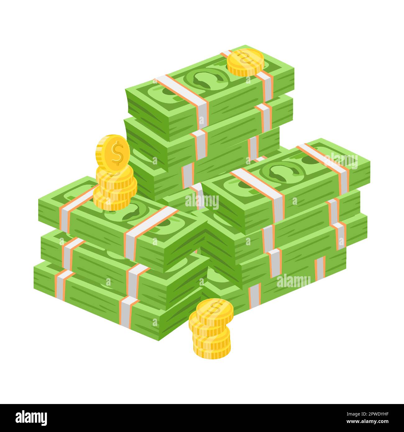 Money Stack Cartoon Pile Or Stack Of Golden Money Coins With Sparkle