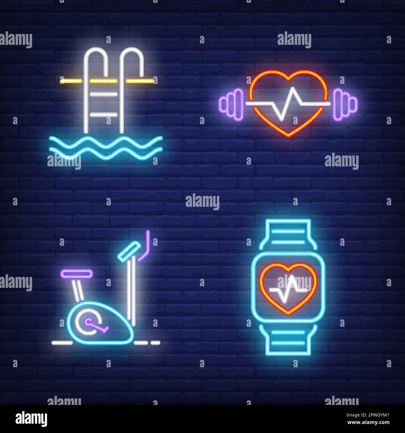 Fitness neon sign set. Swimming pool Stock Vector Image & Art - Alamy