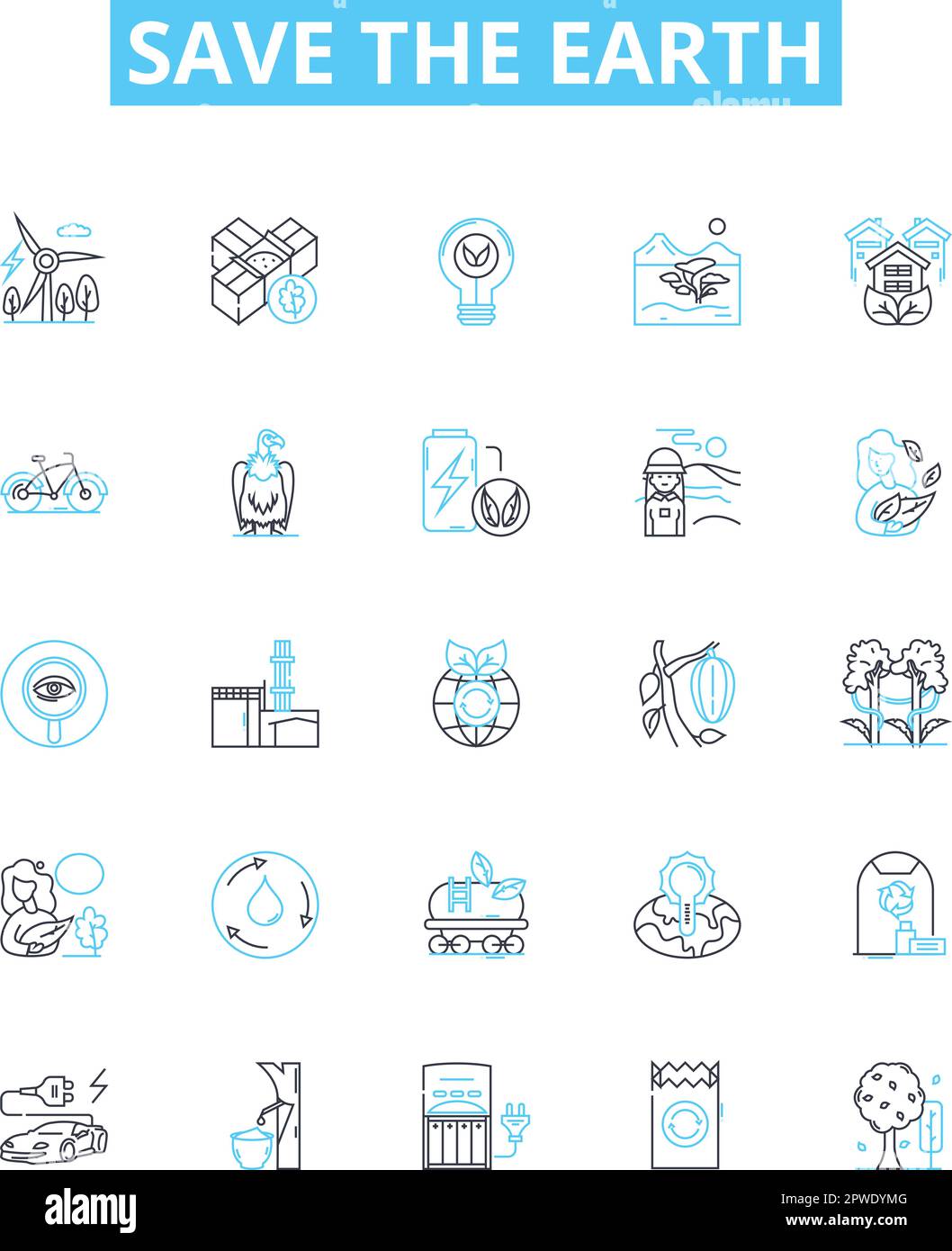 Save the earth vector line icons set. Preserve, Protect, Conserve ...