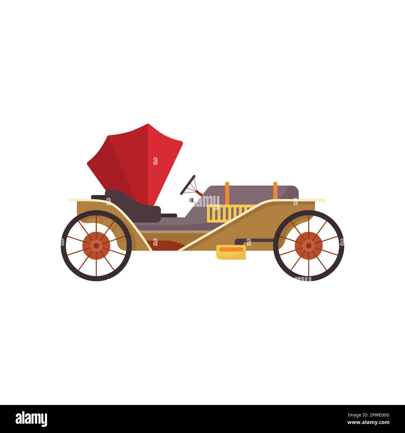 Vintage car with hood cartoon illustration Stock Vector Image & Art - Alamy