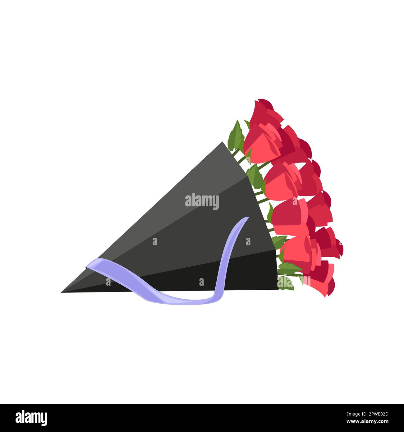 Bouquet of red roses wrapped in package cartoon illustration Stock ...